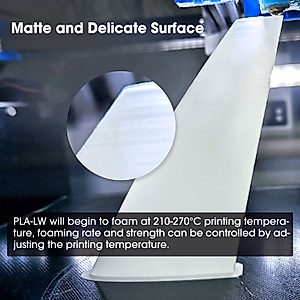 eSUN PLA LW PLA 3D Printer Filament, 1.75mm 1KG Spool Lightweight Strong Paint Adhesion Foaming PLA Filament for 3D Printers 3D Printed Airplane, Black
