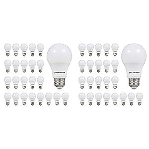 Sylvania A19 LED Light Bulb, 60W Equivalent, 24 Soft White Bulbs and 24 Daylight Bulbs (48 Bulbs Total)