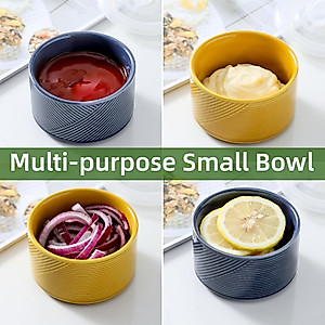 Adewnest Dipping Bowls with Lids: Ceramic Condiment Sauce Cups - 10 oz Sauce Bowls for Tomato Sauce, Soy, Salt and Other Seasoning - Small Porcelain Airtight Storage Containers Set of 2