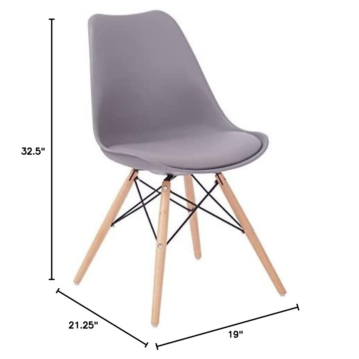 OSP Home Furnishings Allen Dining Chair with Natural Wood Legs, Grey