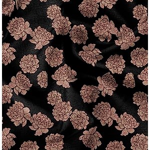 Soimoi Floral Print, Cotton Cambric, Quilting Fabric Sold by The Yard 42 Inch Wide, Medium Weight Cotton Fabric, Sewing Supplies,Black & Brown