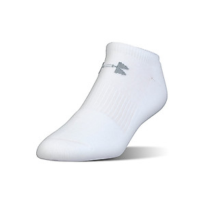 Under Armour Unisex-Adult Cotton No Show Socks, Multipairs, White/Gray (6 Pairs), Large