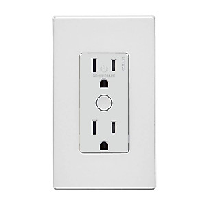 Leviton DW15R-1BW Decora Smart Wi-Fi Tamper Resistant Outlet, No Hub Required, Works with Alexa and Google Assistant, 1-Pack, White