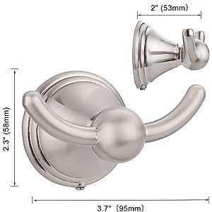 Asidrama Towel Hooks for Bathroom,Brushed Satin Nickel Coat Hooks for Kitchen Shower Door Wall Mounted,Exquisite Robe & Towel Hooks,Durable Robe Wall Hooks for Hanging Towels (2 Pack)