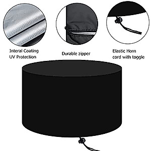 Bicherub Outdoor Fire Pit Cover 420D Heavy Duty Round Patio Fire Pit Cover Outdoor Fireplace Fire Bowl Cover - 36 inch