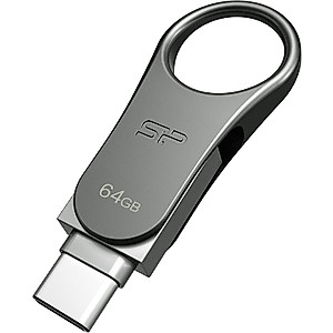 Silicon Power C80 64GB Flash Drive Type C Swivel Dual Flash Drive (USB-A 3.0 / USB-C) Ready for Smartphones, Tablets and New MacBook (SP064GBUC3C80V1S)