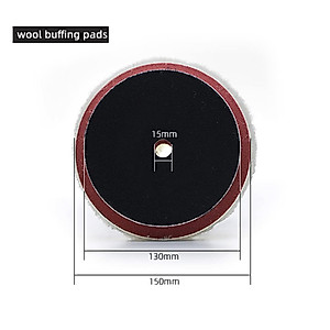 GUANGYING Wool Polishing Pads, 6 Inch Face, for 5 Inch 130mm Backing Plate Compound Buffing Sponge Pads Cutting Polishing Pad, for Body Repair Buffing Polishing Pads (6 Inch Face)