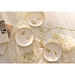 COLLECTIVE HOME - Ceramic Jewelry Tray, Decorative Trinket Dish for Rings Earrings Necklaces Bracelet Watch Keys, Birthday Mother's Day Christmas Gift for Women, 4.75", White Surface (M)