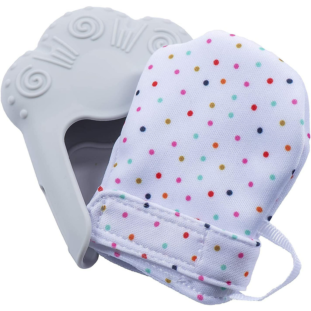 Kids Heroes Fox Teething Toy and Mitten Teether to Soothe Baby Boy Sore Gums, Teething Pacifier Clip, Grey