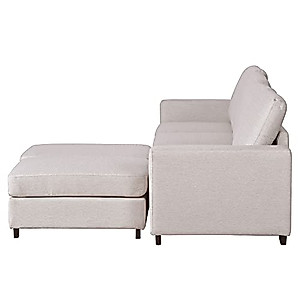 P PURLOVE Modern Large Sectional Sofa, U Shape Upholstered Couch, Sofa sectionals for Living Room with Removable Ottomans, for Living Room Apartment, Beige