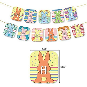 Easter Party Balloon Set - Easter Happy Banner, Easter Egg Bunny Balloon, Easter Cake Tag,Easter Party Supplies (34 Pieces)