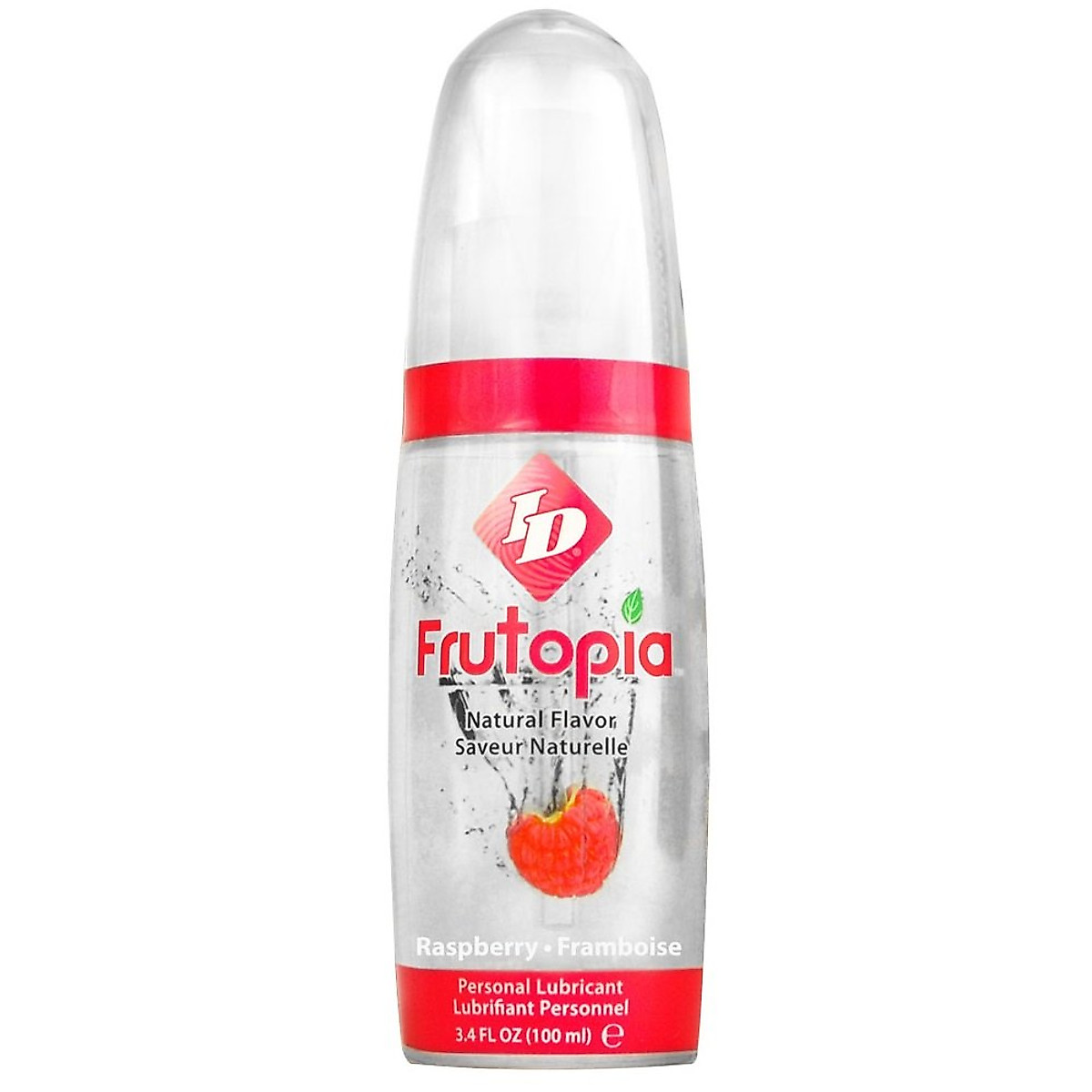ID Lubricants Frutopia Personal Lubricant - Raspberry Flavored, Water Based Lube, 3.4 Fl Oz Bottle, Silver