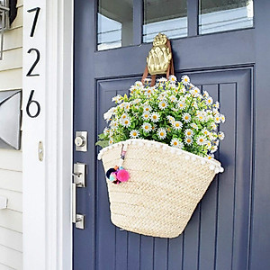 GREENRAIN 24 Bundles Artificial Daisy Flowers Outdoor Fake Flowers for Decoration No Fade Faux Plastic Flower Garden Porch Window Box Décor (White)