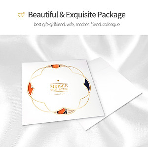 MEISEE 100% Pure Mulberry Silk Square Scarf 27"'x27-68CM Head Scarf for Women Natural Silk Neckerchief Printed Headscarf (Coffee color orange horse)