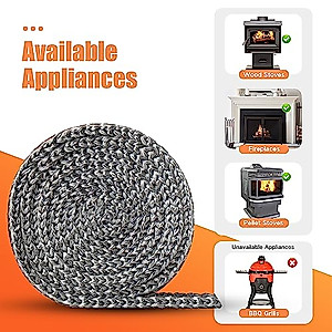 Protalwell Self Adhesive Stove Window Glass Gasket Tape, 1" Width 72" Length, Flat Stove Door Glass Gasket, Self Stick Flat Gasket Tape for Stove and Fireplace Window Glass