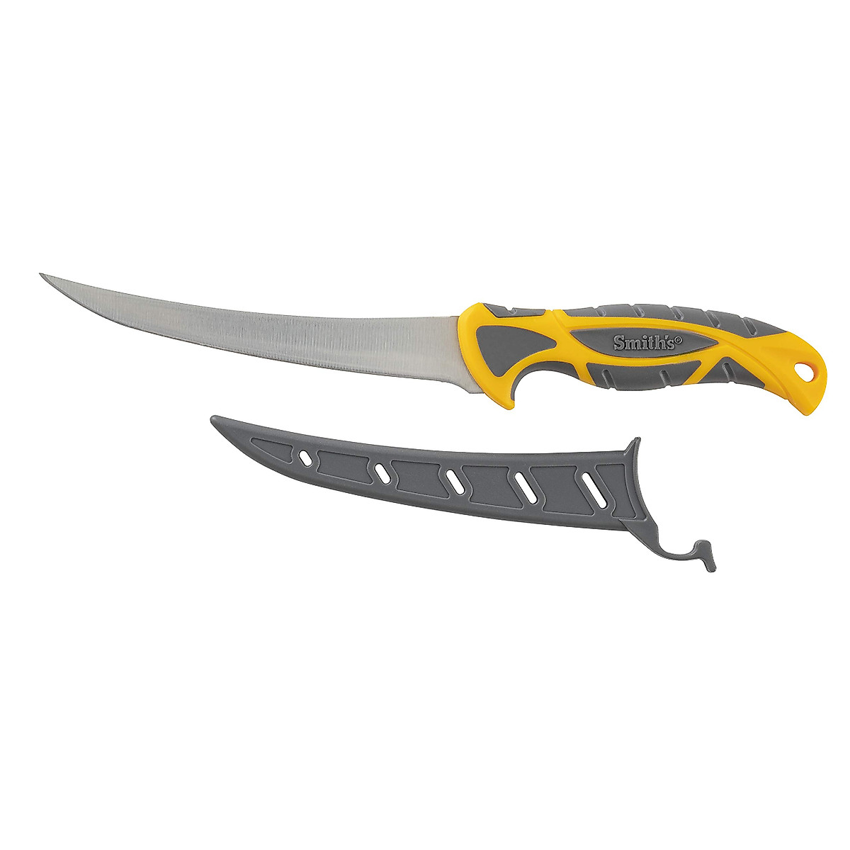 Smith’s 51061 6” Boning Fillet Knife - 400 Series Stainless Steel Blade - Non-Slip Soft Grip Handle - Protective Sheath - Curved Fillet Knife - Deboning & Game Processing - Fishing & Hunting Knife