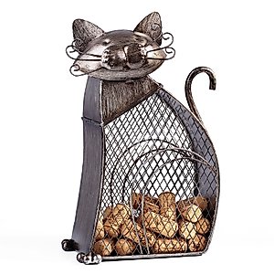 Drincarier Cat Decor Wine Cork Holder Tabletop Wine Racks Shelf Metal Wine Bottle Holder Home Decor Wine Decor… (Cat Cork Holder)…………