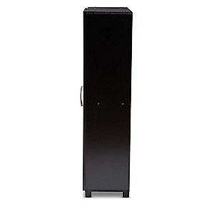 Baxton Studio Marine Modern and Contemporary Wenge Dark Brown Finished 2-Door Wood Entryway Shoe Storage Cabinet with Open Shelves