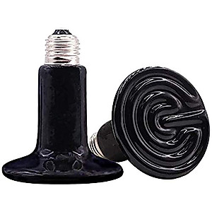 CTKcom 2-Pack 200W Reptile Ceramic Heat Lamp,E27 110V Infrared Heat Emitter Bulb,No Harm No Light Infrared Heat Emitter Brooder Lamp for Pet Coop Heater Reptile Chicken Turtle Heating Light Lamp,Black