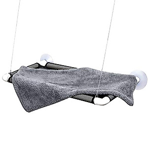 Lcybem Cat Window Perch - Cat Hammocks for Window with Plush Pad, Space Saving Cat Bed, Pet Resting Seat Safety Holds Two Large Cats, Providing All Around 360° Sunbathe for Indoor