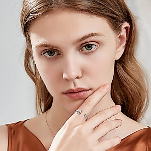 PEARLOVE Initial Rings 925 Sterling Silver Rings for Women A-Z Stackable Alphabet Rings for Wife Daughters Jewelry Gifts