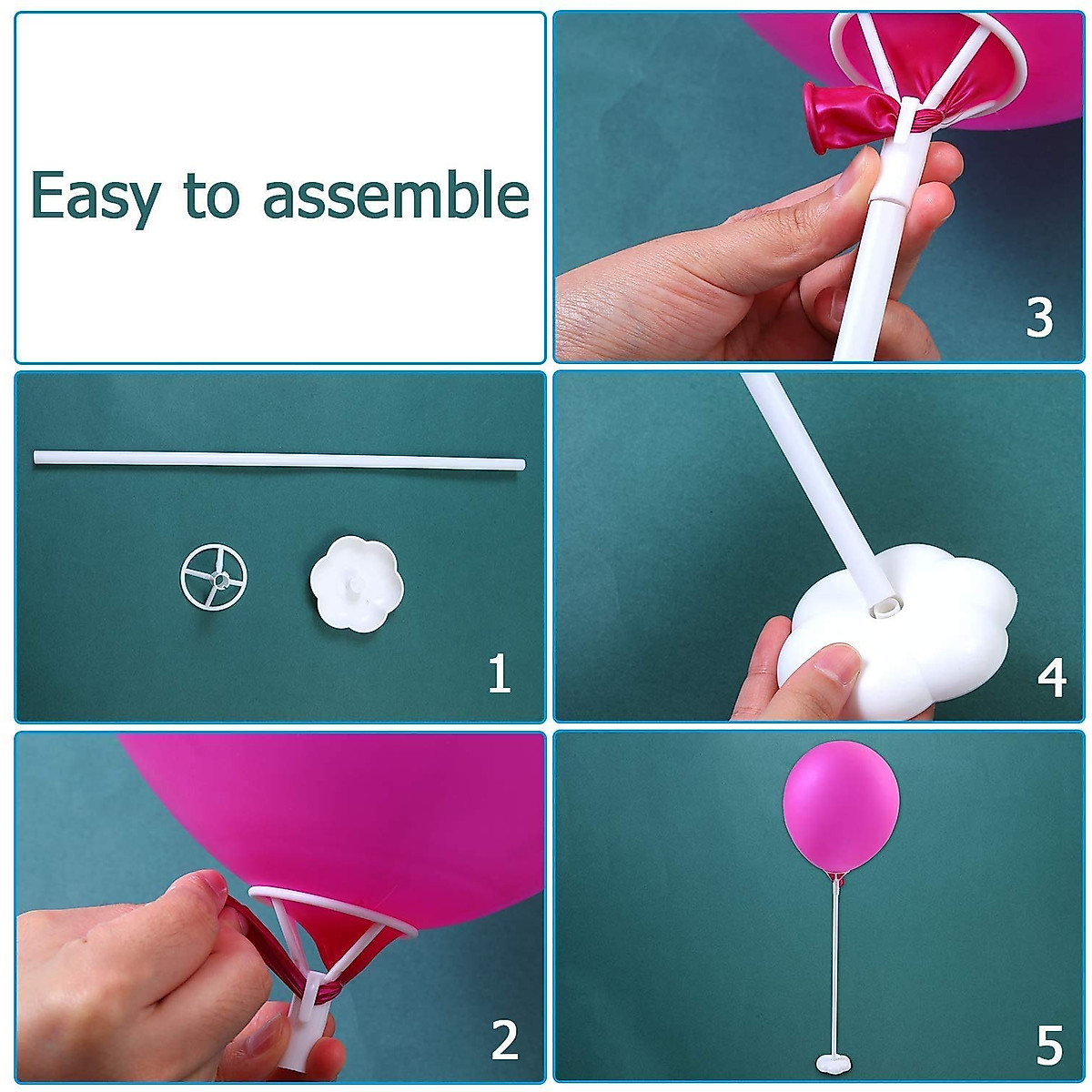 Balloon Stand Kit, 15 pack Balloon Stick Holder with Base for Table Top Centerpiece Party Decoration, Reusable Balloon Column Stand Suit for Happy Birthday/Baby Shower/Wedding Parties