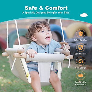 Troispot Ceiling Swing Chair for Baby, 110lbs Secure Hanging Sensory Swing Hammock Chair Seat for Baby, Infant, Toddler, Child, Kids Toys, Indoor Outdoor Tree Swing with Safety Belt, A2