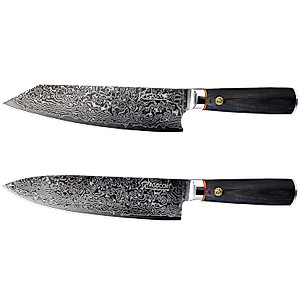 Receive Both-8" Damascus Gyuto Knife and 8" Damascus Kitchen Knife