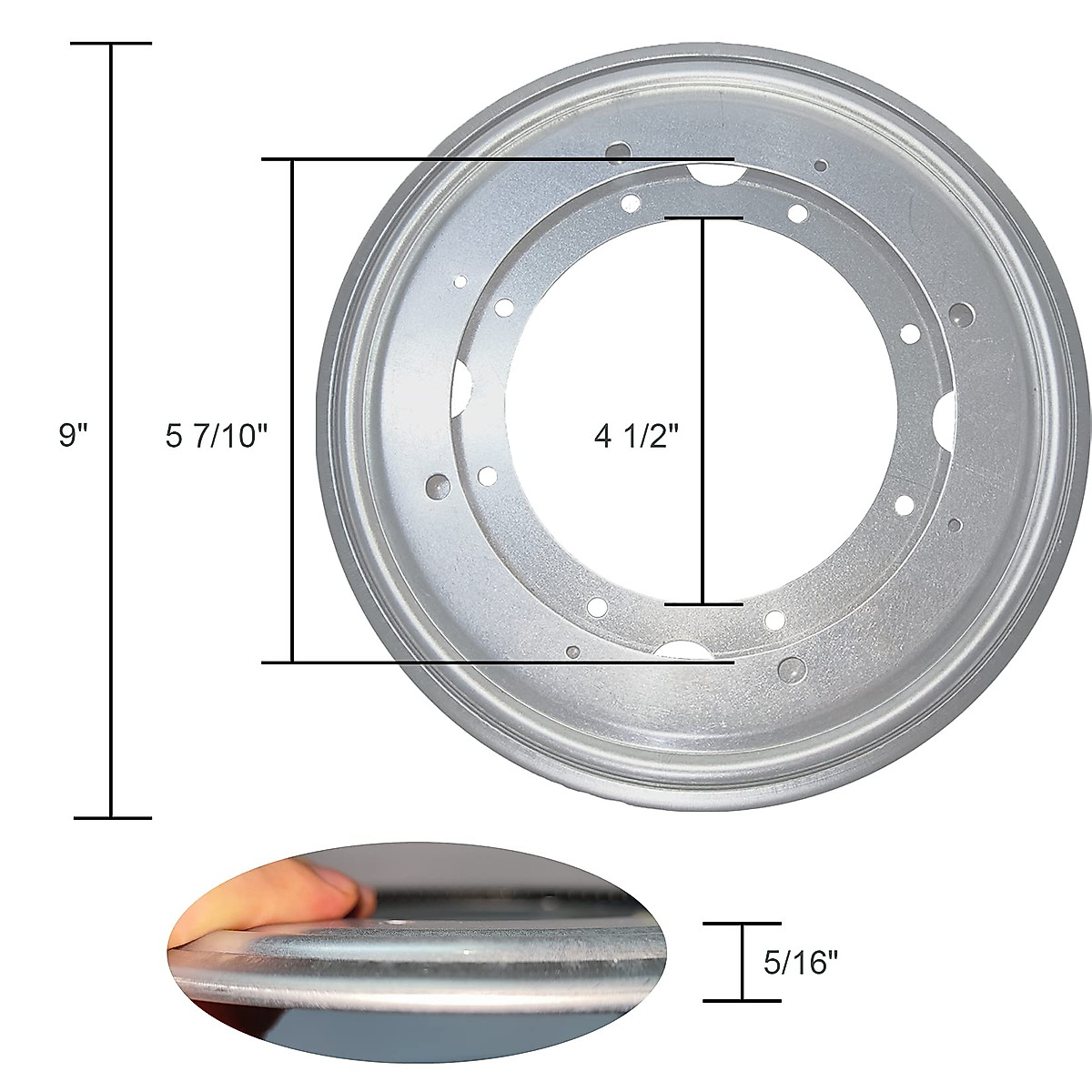 2Pack 9" Lazy Susan Hardware 5/16 Thick Turntable Bearings 750lbs Load Capacity Lazy Susan Turntable Swivel Plate Base for Rotating Table, Kitchen Storage, Serving Tray, Corner Shelves, Book Rack