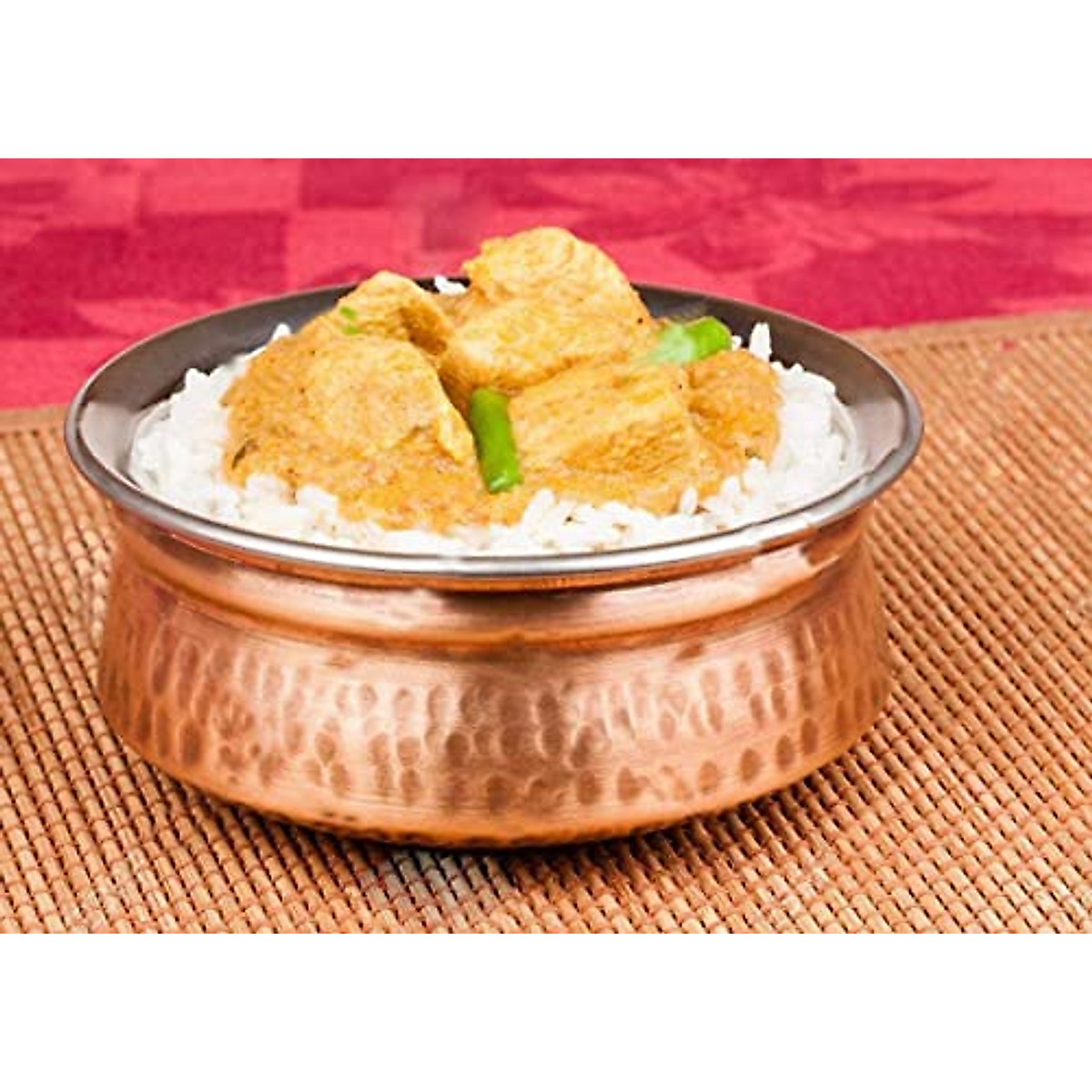 VAKRATUNDA KITCHENWARES Heavy-Duty Stainless Steel Handi, Multipurpose Indian Serveware, Tableware, Copper Serving Bowls Pack of (2) - Diameter 5 inches