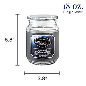 Candle-lite Scented Candles, Moonlit Starry Night Fragrance, One 18 oz. Single-Wick Aromatherapy Candle with 110 Hours of Burn Time, Gray