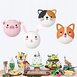 8 pcs Animal Paper Lanterns, VEINARDYL Party Decorations Barnyard Farm Lanterns Party Hanging Lanterns for Kids Baby Shower Western Cowboy Theme Birthday Party Decorations Supplies