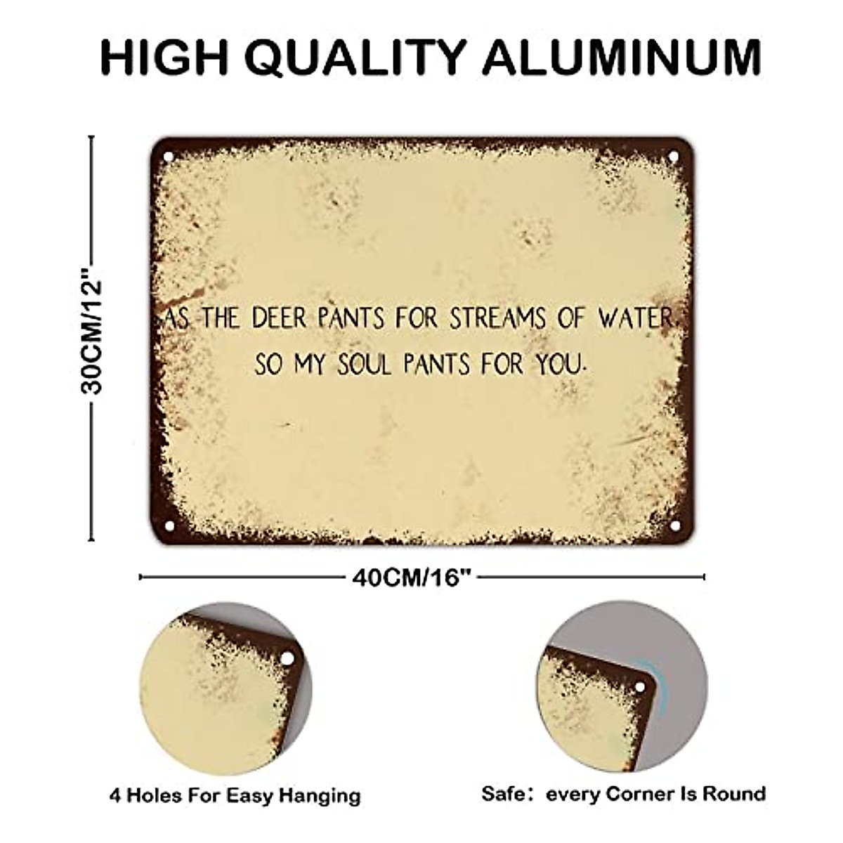 Nelbonse As The Deer Pants for Streams of Water Metal Sign Tin Aluminum Sign Classic Inspirational Quotes Tin Art Sign Decoration For Home Bar Pub Cafe Farm Room 16x12in