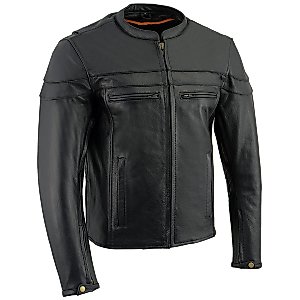 Milwaukee Men's Premium Leather Vented Scooter Jacket (Black, XX-Large)