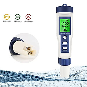 Water Quality Tester, PH Salinity Temp TDS EC Automatic Calibration Digital Water Detector IP67 Waterproof for Aquarium