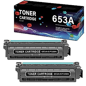 653A Black Toner Cartridge, CF320A High Capacity Toner Cartridge, Compatible Replacement for Enterprise M651N M680Z MFP M680F M651DN M651XH MFP M680DN Printer.2 Pack/ Black