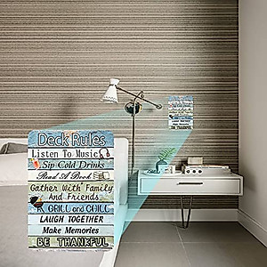 Viodenl Deck Rules Metal Tin Sign Cave Pool Bar Terrace House Wall Decor Backyard Decor Sign 8x12 Inch