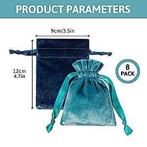 DoGeek 8PCS 3.5" X 4.7" Super Soft Jewelry Bags Luxury Velvet Drawstring Bags Pouches Candy Gift Bags for Christmas Party Wedding Favors