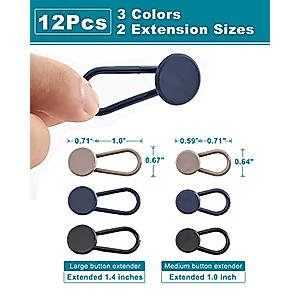 YUANHANG Pants Waist Button Extender: 12Pcs Button Extenders for Jeans - Women Men Pants Waist Extenders - Pants Waist Extension 1/1.4 Inches - 3 Colors Pant Waistband Expander