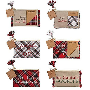 Mud Pie Santa Tartan Gift Pouch, Multicolor