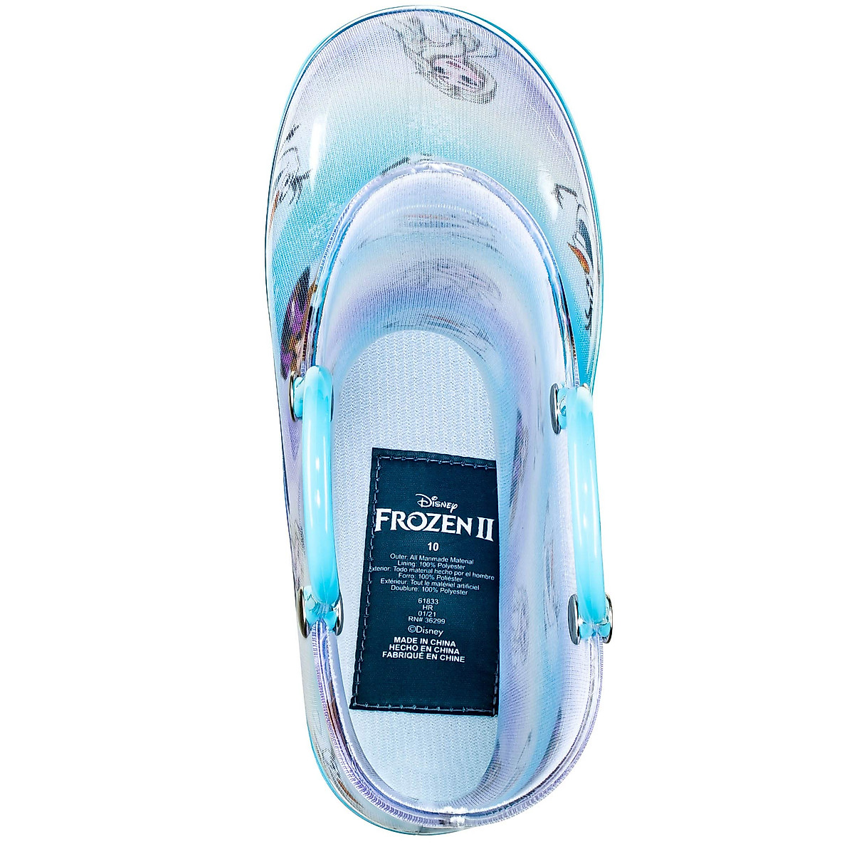 Disney Frozen 2 Girls Anna, Elsa and Olaf Pink PVC Waterproof Licensed Rain Boots Easy-On Handles - Size 8 Toddler