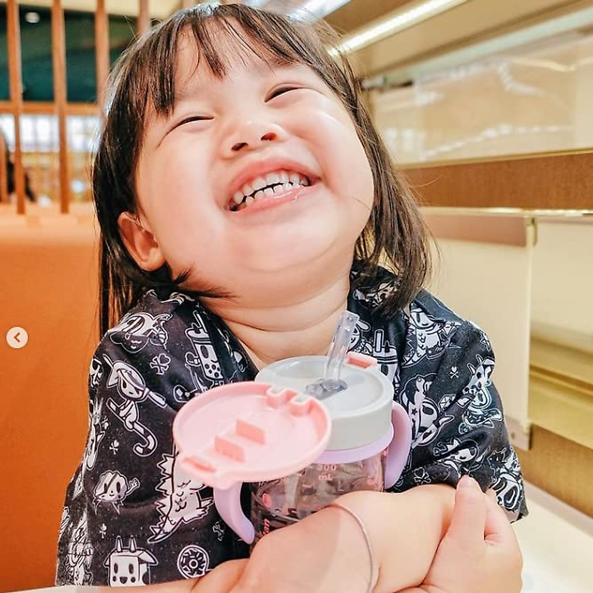 Evorie Tritan Toddler Sippy Cups 10 Oz Kids Water Bottle With Replacement Straw Bundle, Smiles