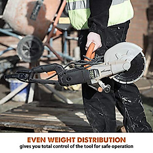 Evolution R230DCT - 9 in Concrete Saw (Aka Circular, Angle Grinder, Cut Off/Chop Saw, Demo Saw, Disc/Power Cutter) - 15A Motor, No Gas - 3-1/2 In Cut - Incl Diamond Masonry Blade