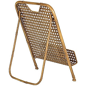 Red Co. 13.5 x 10 inch Decorative Foldable Metal Wire Bamboo Cookbook Stand & Recipe Holder, Aged Gold