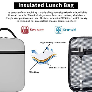 Algranben Gray Lunch Bags Grey Insulated Lunch Box for Teens Women Premium Thermal Tote Cooler with Side Pockets