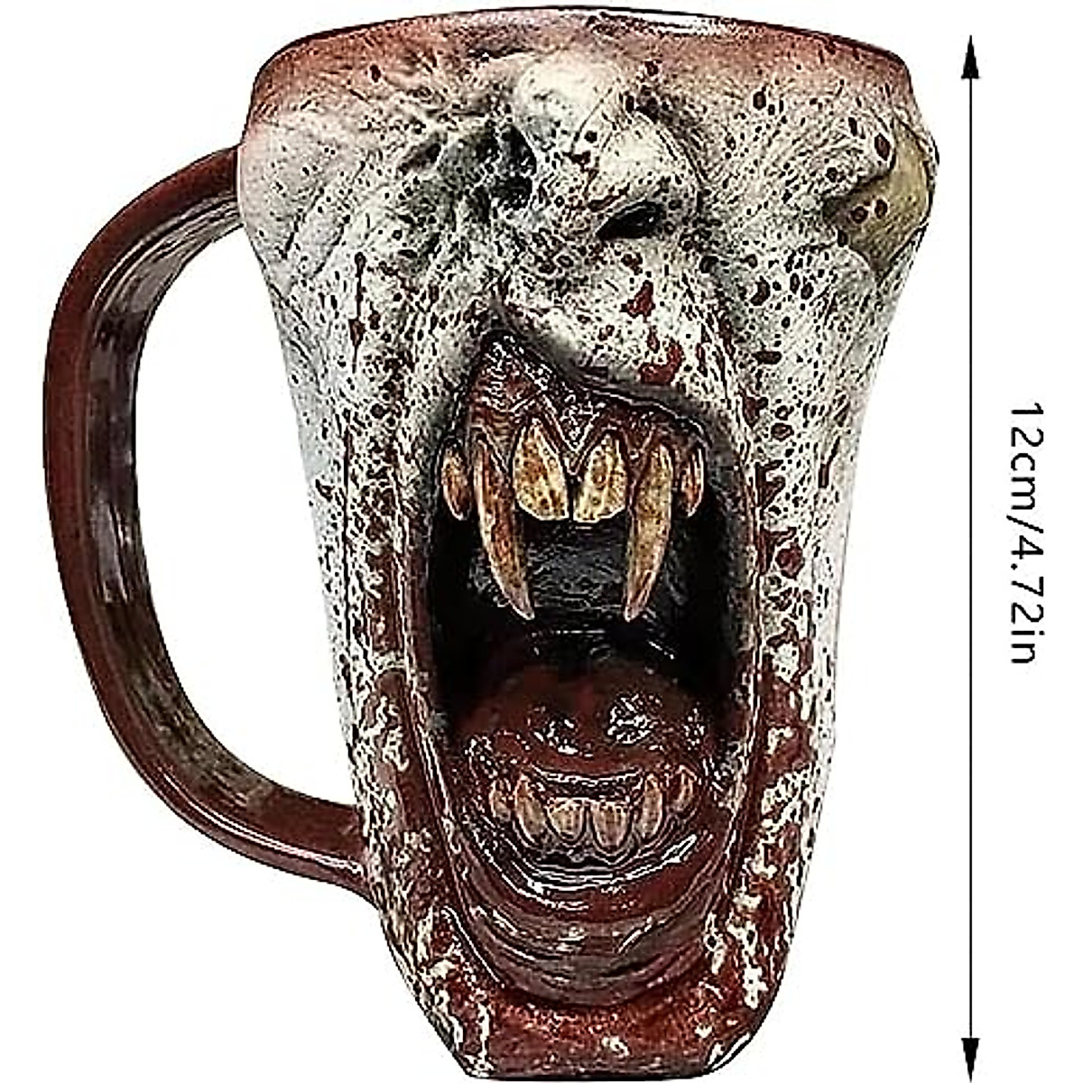 Gothic Vampire Half Face Mug + Small Spoon Set, Halloween Horror Funny Thriller Bloody Scary Coffee Mugs Handmade Half Face Mugs, Halloween Mugs, Thriller Christmas Gifts, Party Supplies, Unique Birth