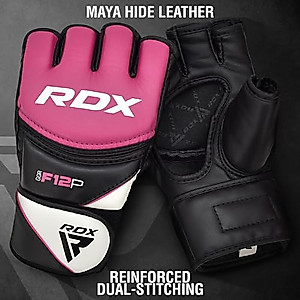 RDX Women's MMA Gloves Grappling Martial Arts Sparring Punching Bag Cage Fighting Maya Hide Leather Mitts Combat Training