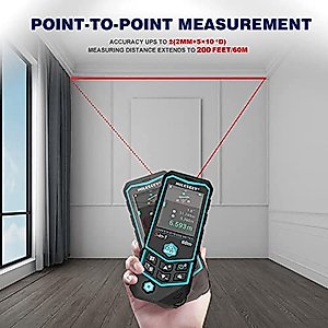 MiLESEEY R2B 200ft Laser Measure Tool with Built-in Wheel for Curved Measure, Digital Measuring Tape with Angle Sensor, Pythagorean, Point to Point, Area and Volume Measure