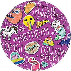 Amscan Selfie Celebration Round Plates Party Supplies, 7", Multicolor