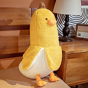 OUKEYI Banana Duck Plush Toy, Stuffed Animals Soft Toy, Plush Duck Cuddly Toy Cuddle Cushion Bed Sofa Chair, Hugging Pillow Gift for Kids Girls Boys (yellow, 19.6 inches)